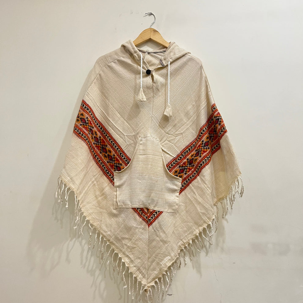Pahadi Kullu Poncho with Hood - Cream – The Nomad Vibes